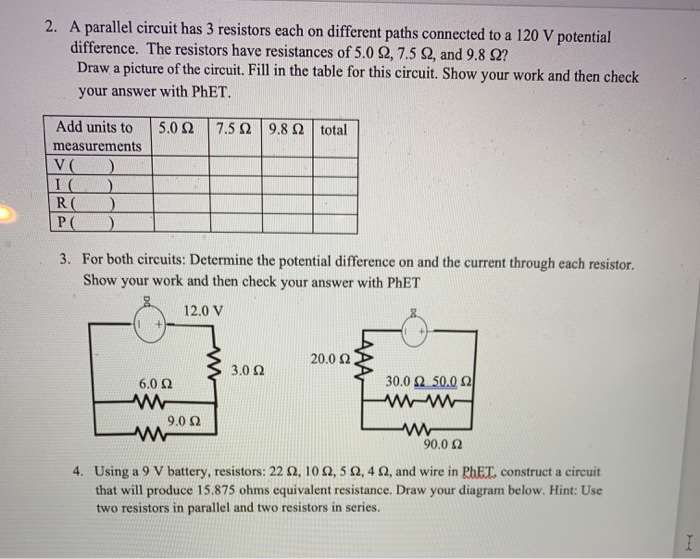 Solved 2. A parallel circuit has 3 resistors each on | Chegg.com