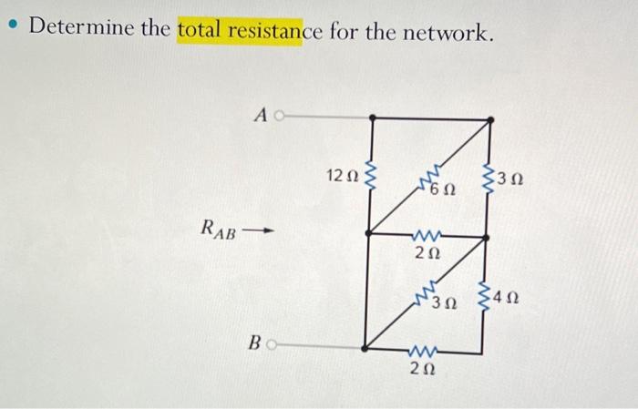 Solved Determine the total resistance for the network. | Chegg.com