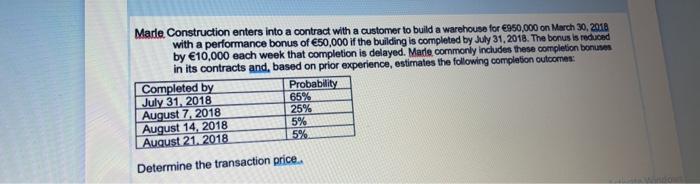 Solved Marle Construction enters into a contract with a | Chegg.com