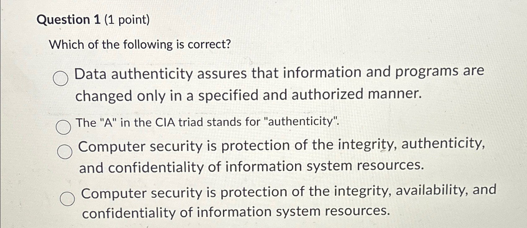 Solved Question 1 (1 ﻿point)Which of the following is | Chegg.com