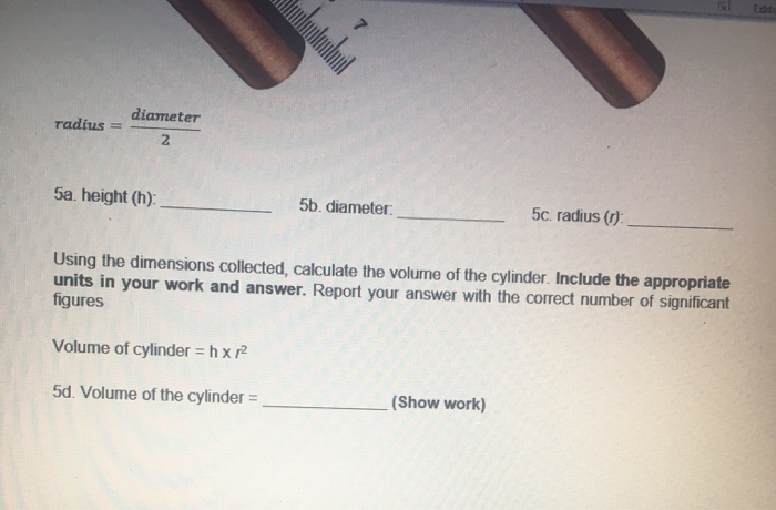Solved 4d. Volume of the block = (Show work) Part 5. Volume | Chegg.com