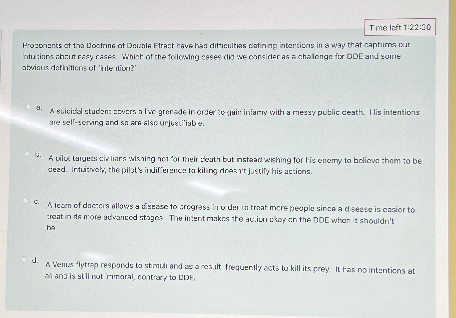 Solved Time left 1:22:30Proponents of the Doctrine of Double | Chegg.com
