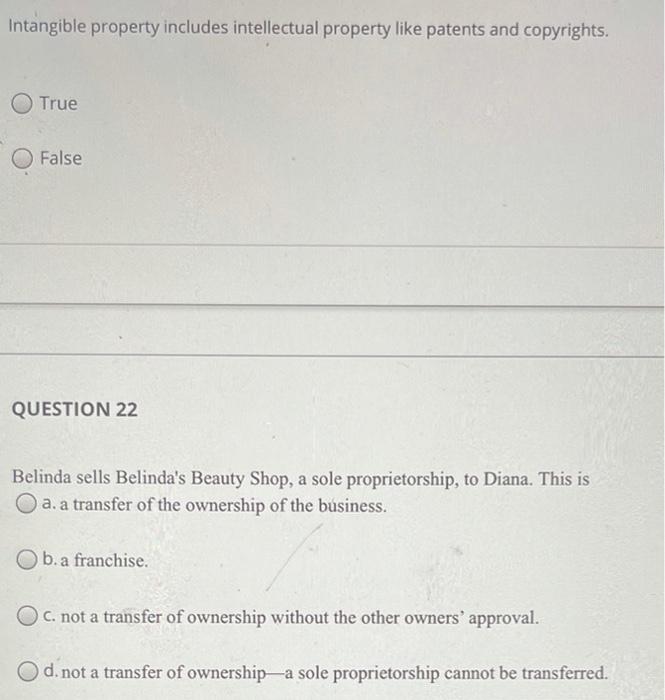 Solved Intangible property includes intellectual property | Chegg.com