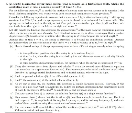 Solved 4. 25 points Horizontal spring-mass system that | Chegg.com
