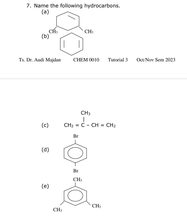 Solved Name the following hydrocarbons.Ts. ﻿Dr. ﻿Audi | Chegg.com