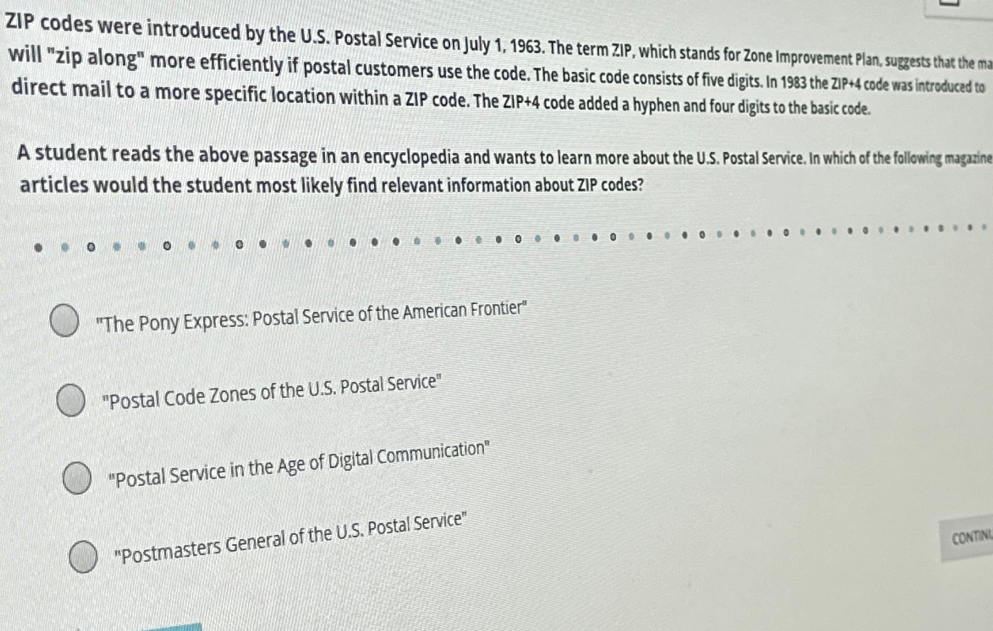 ZIP codes were introduced by the U.S. ﻿Postal Service | Chegg.com