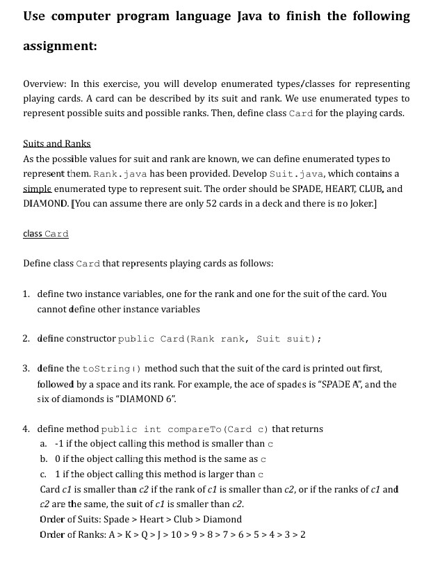 Solved Use computer program language Java to finish the | Chegg.com
