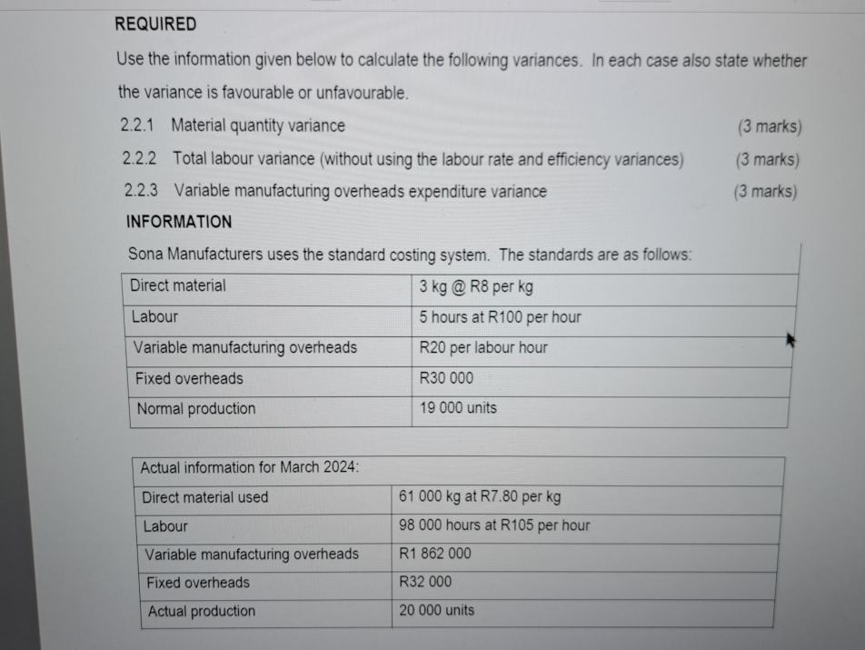 Solved REQUIREDUse the information given below to calculate | Chegg.com