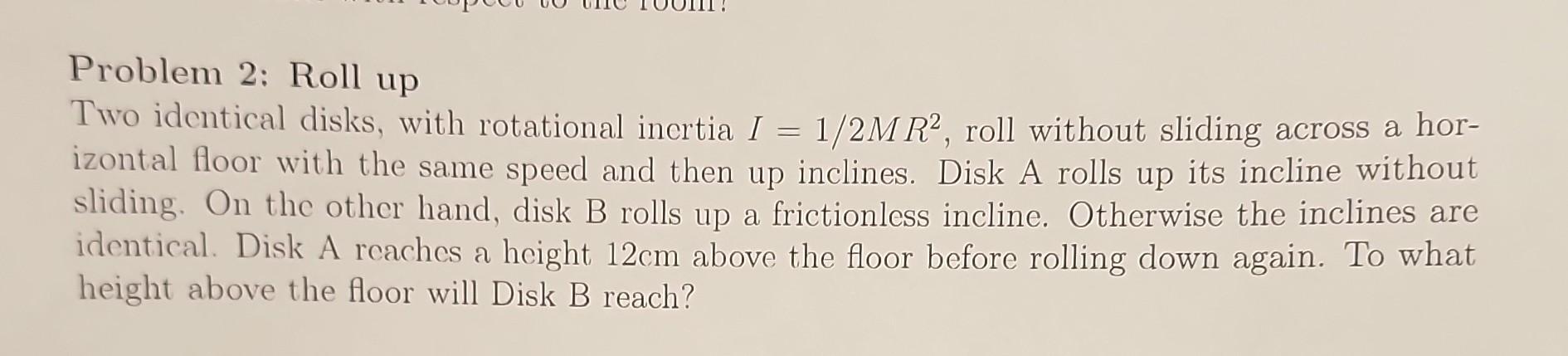 Solved Problem 2 Roll Up Two Identical Disks With 
