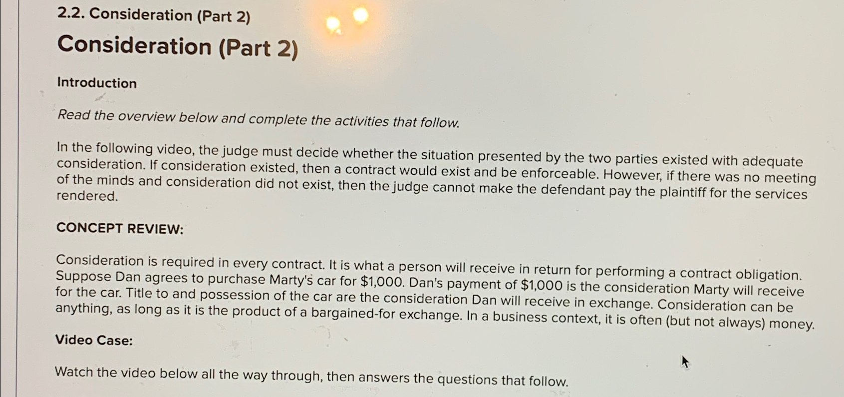 Solved 2.2. ﻿Consideration (Part 2)Consideration (Part | Chegg.com
