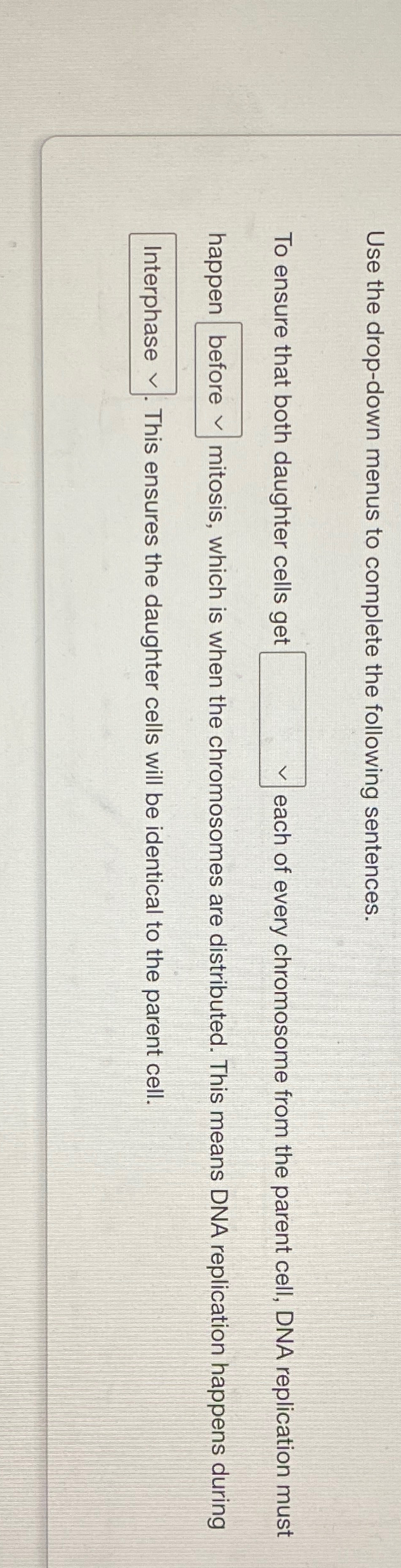 Solved Use the drop-down menus to complete the following | Chegg.com