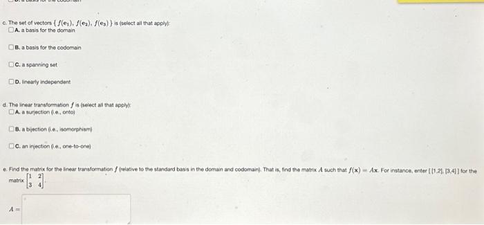 Solved The Figure Below Shows Where A Finear Translormation