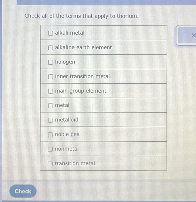 Solved Check all of the terms that apply to bromine. alkall | Chegg.com