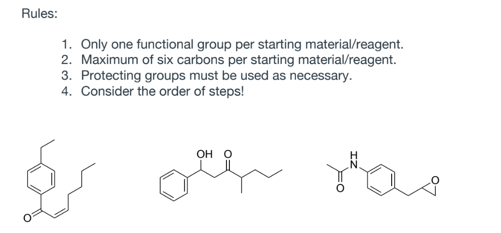 Rules:1. ﻿Only one functional group per starting | Chegg.com