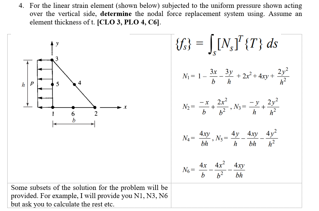 Solved For the linear strain element (shown below) | Chegg.com