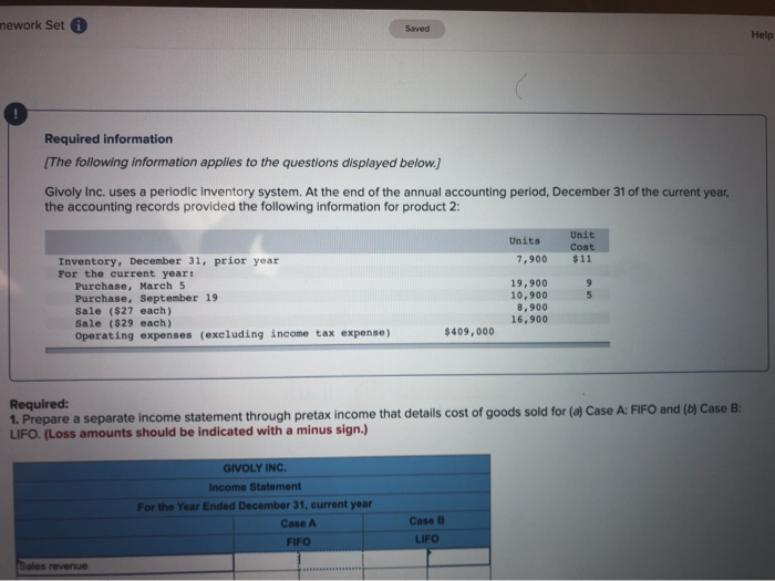 Solved mework Set Sarved Help Required information (The | Chegg.com Solved mework Set Sarved Help Required information (The | Chegg.com