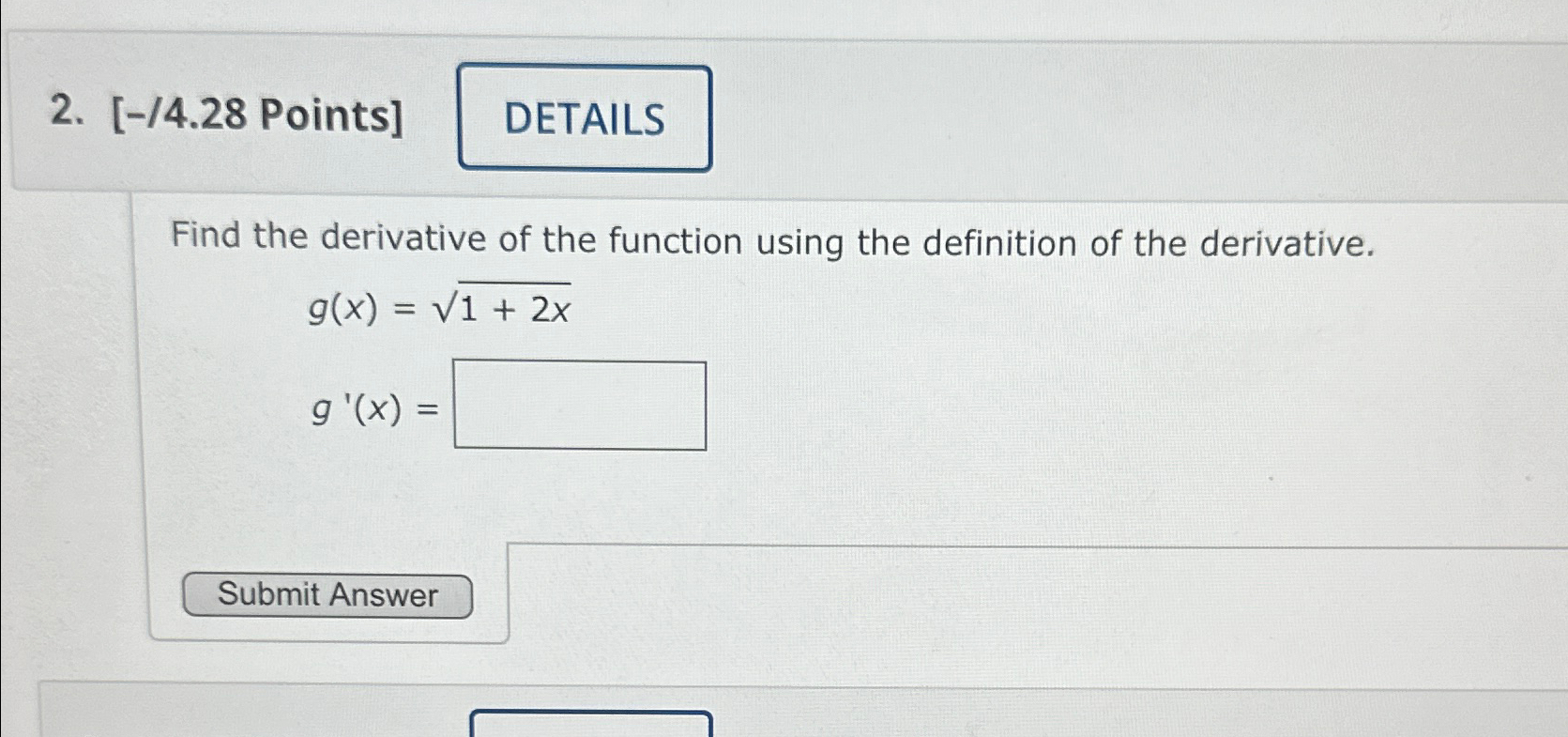 Solved Points]Find the derivative of the function using the | Chegg.com