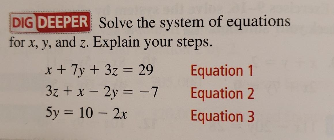 Solved Solve the system of equations for x,y, ﻿and z. | Chegg.com