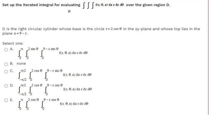 Solved Set up the iterated integral for evaluating SS S | Chegg.com
