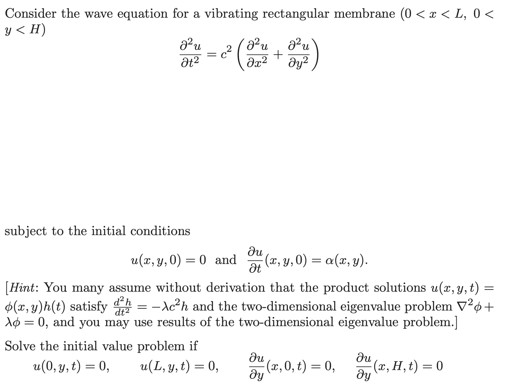Solved Consider the wave equation for a vibrating | Chegg.com