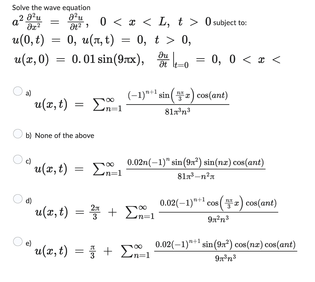 Solved Solve the wave equation | Chegg.com