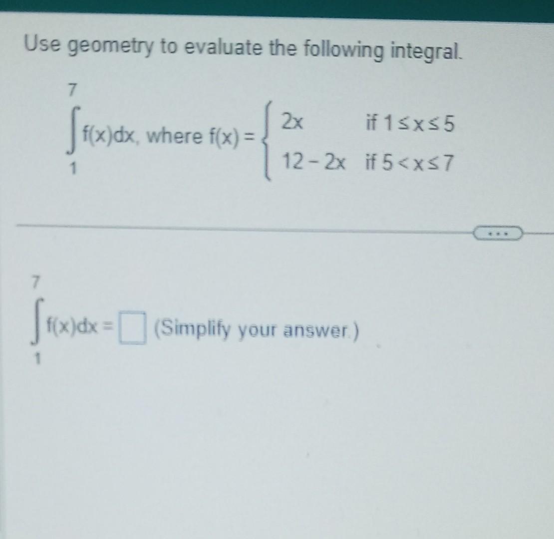 Solved Use geometry to evaluate the following integral. | Chegg.com