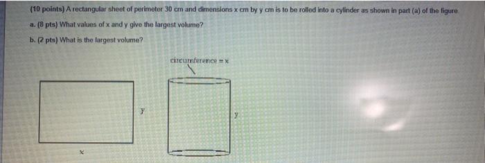 Solved (10 points) A rectangular sheet of perimeter 30 cm | Chegg.com