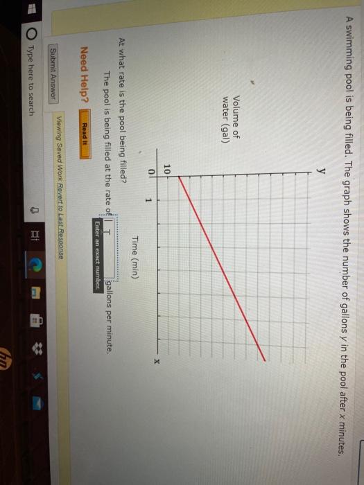 Solved A swimming pool is being filled. The graph shows the | Chegg.com