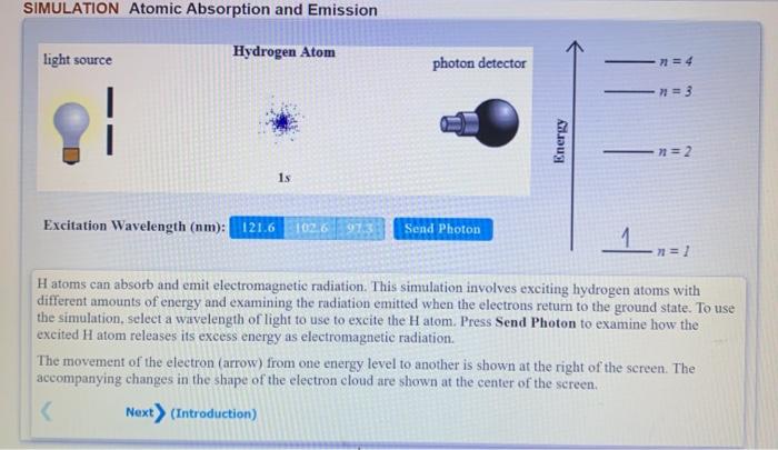 Solved SIMULATION Atomic Absorption and Emission light | Chegg.com