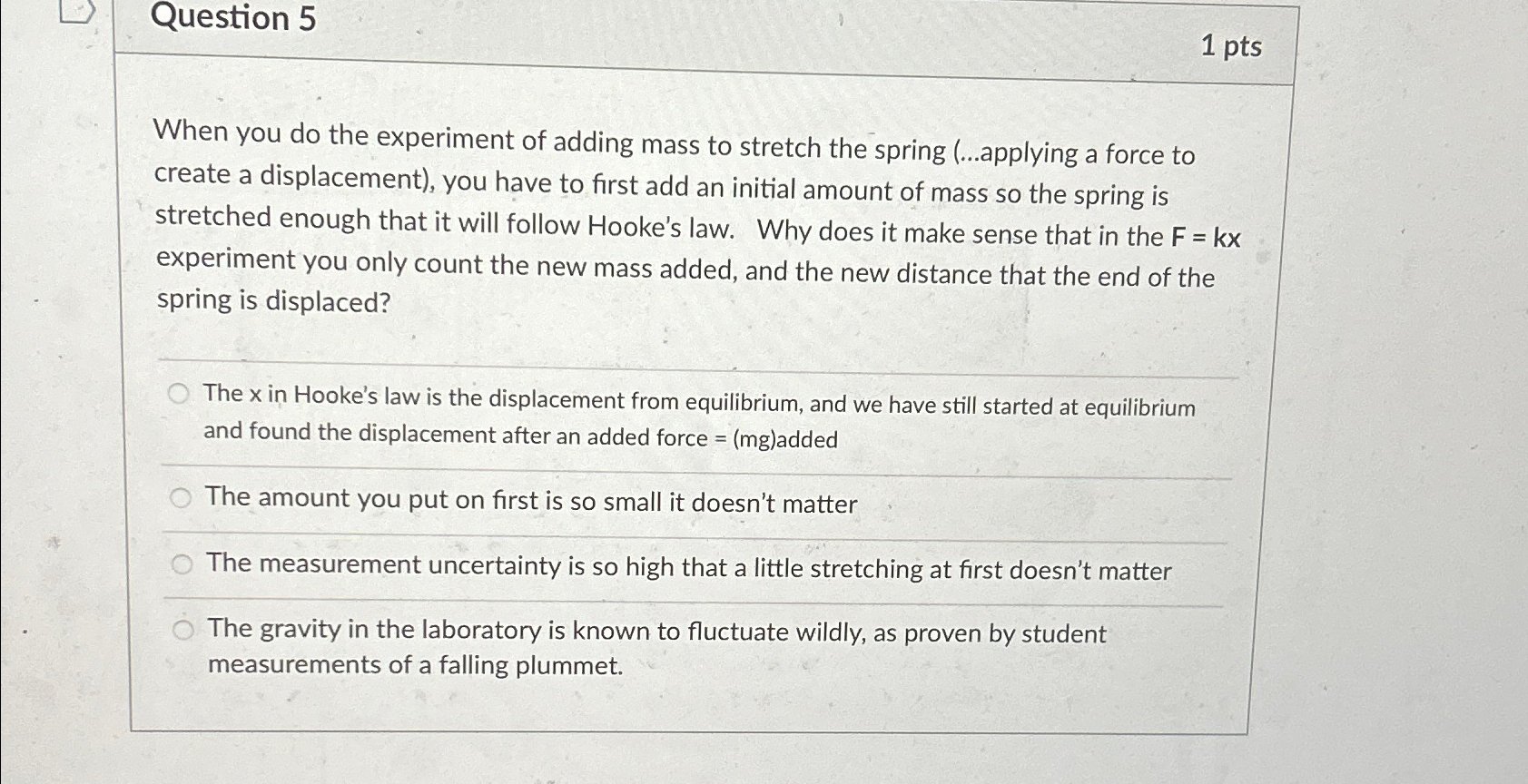 Solved Question 51ptsWhen you do the experiment of adding | Chegg.com