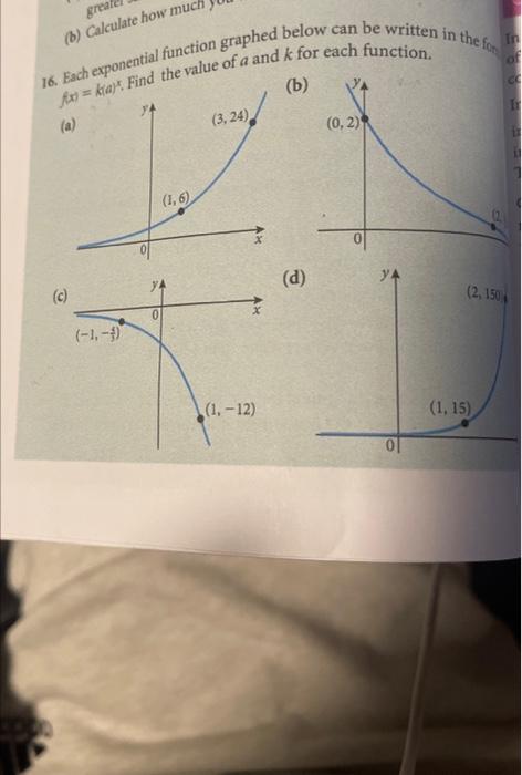 Solved (b) 16. Each exponential function graphed below can | Chegg.com