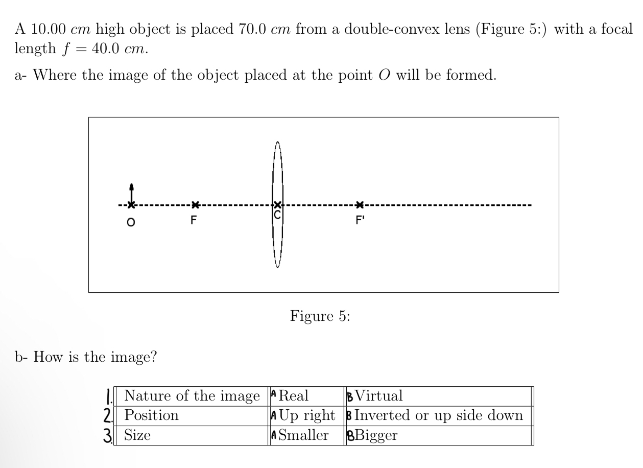 Solved A 10.00cm ﻿high object is placed 70.0cm ﻿from a | Chegg.com