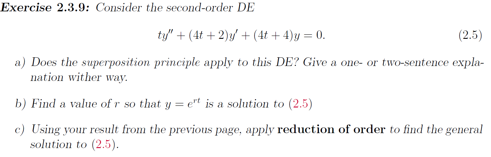 Exercise 2.3.9: Consider the second-order | Chegg.com