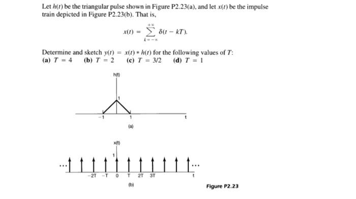 Solved Let h(t) be the triangular pulse shown in Figure | Chegg.com
