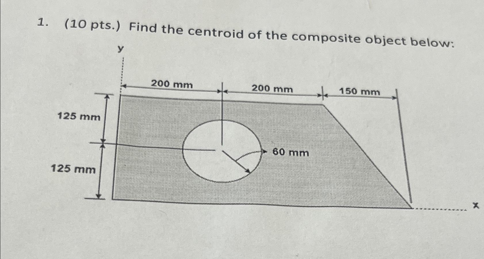 Solved (10 ﻿pts.) ﻿Find the centroid of the composite object | Chegg.com