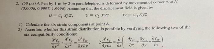 Solved needed urgently2. (50 pts) A 3-m by 1-m by 2-m | Chegg.com