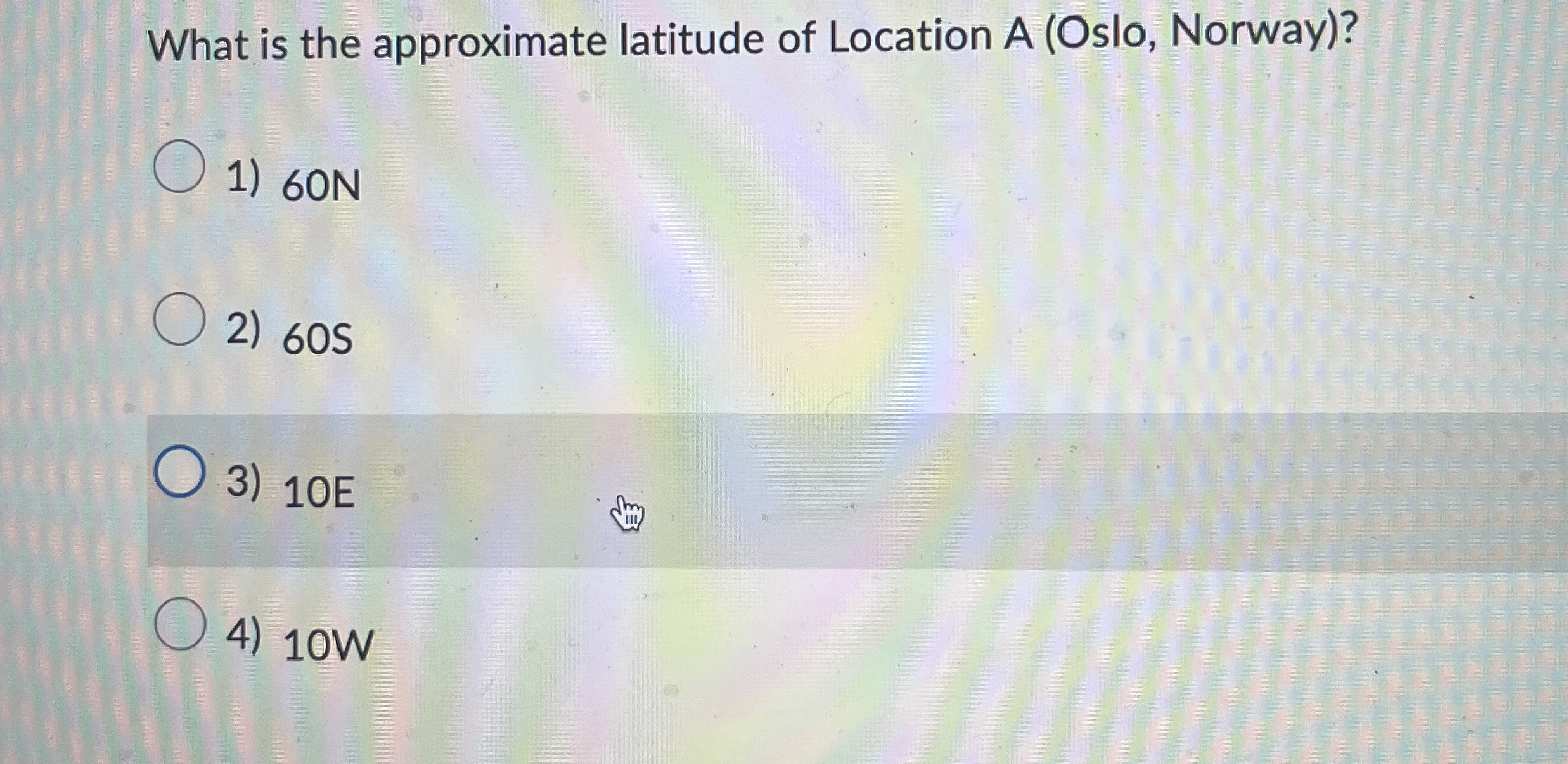 Solved What is the approximate latitude of Location A (Oslo, | Chegg.com