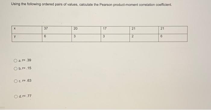 Solved Using the following ordered pairs of values, | Chegg.com
