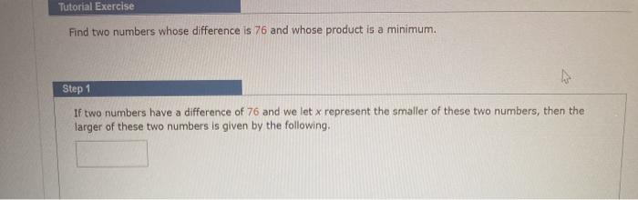 Solved Tutorial Exercise Find two numbers whose difference | Chegg.com