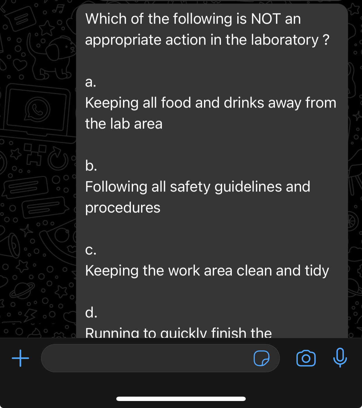 Solved Which of the following is NOT an appropriate action | Chegg.com