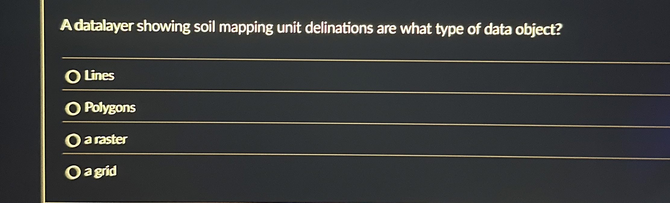 Solved A datalayer showing soil mapping unit delinations are | Chegg.com