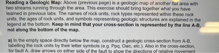 Solved Reading a Geologic Map: Above (previous page) is a | Chegg.com