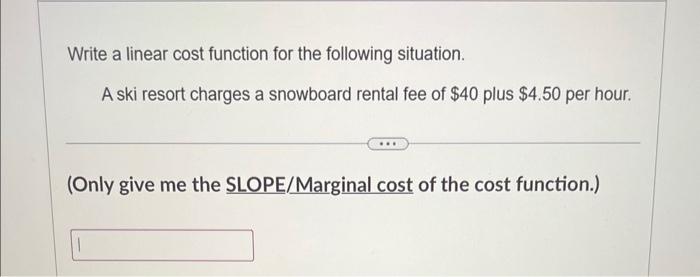 Solved Write a linear cost function for the following | Chegg.com