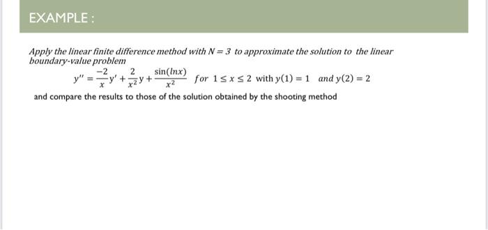 Solved EXAMPLE: Apply the linear finite difference method | Chegg.com