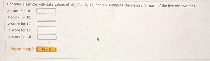 Solved Consider a sample with data values of 10,20,12,17, | Chegg.com