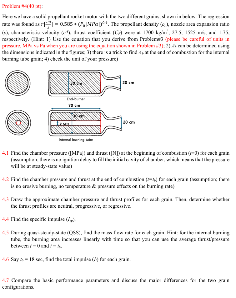 Solved Problem #4(40 ﻿pt):Here we have a solid propellant | Chegg.com