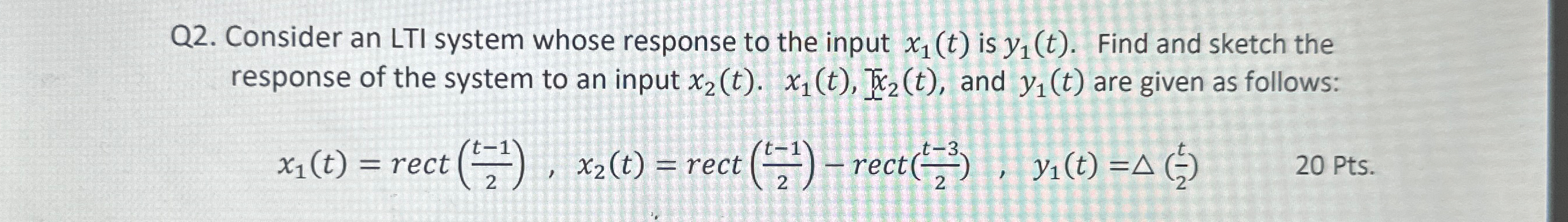 Solved Q2. ﻿Consider an LTI system whose response to the | Chegg.com