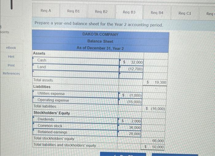Solved Prepare a year-end balance sheet for the Year 2 | Chegg.com