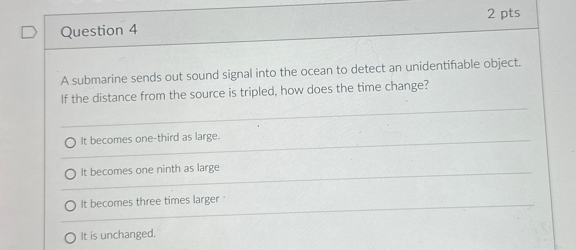 Solved Question 42 ﻿ptsA submarine sends out sound signal | Chegg.com