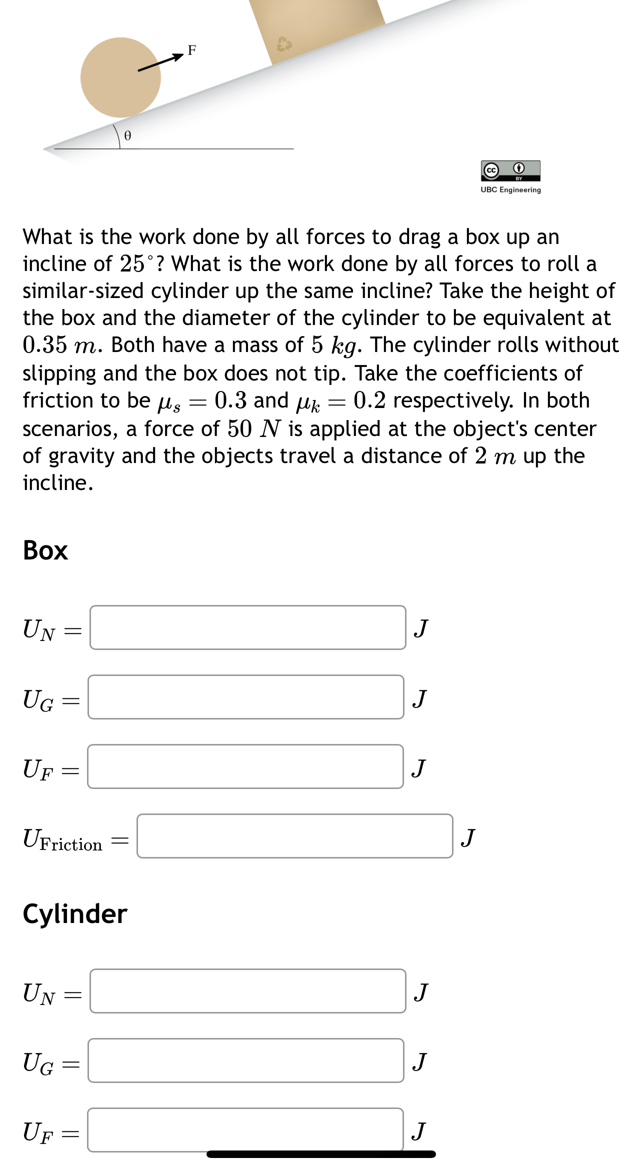 Solved What is the work done by all forces to drag a box up | Chegg.com